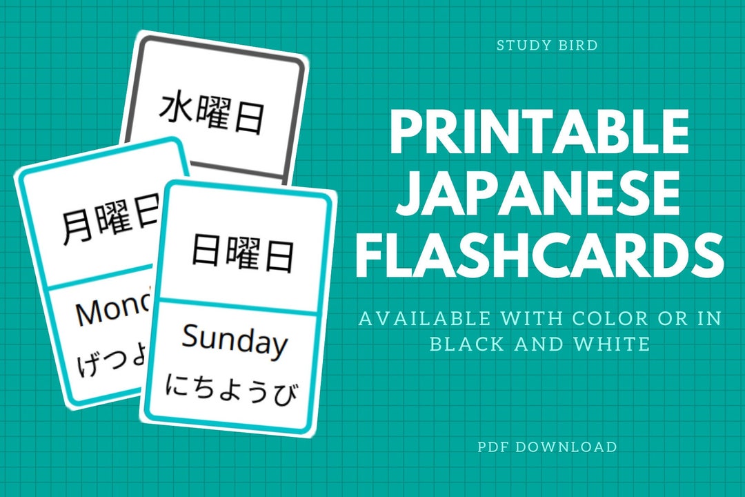 Japanese Days of the Week Flash Cards- Printable PDF - Etsy