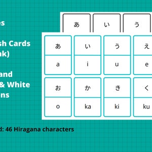 Japanese Hiragana Flash Cards- Printable PDF - Etsy