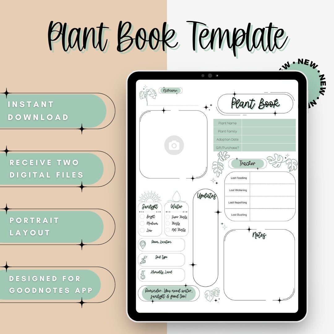 Plant Book Template for Goodnotes, Plant Tracker, Plant Planner ...