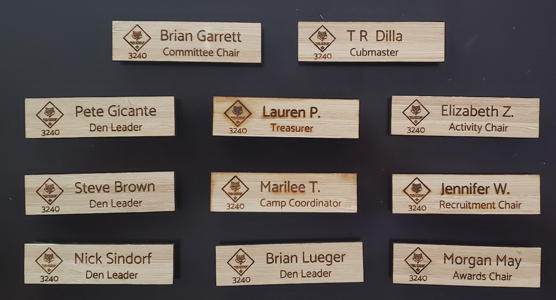 Bamboo Name Tags Personalized Magnetic for Scouts Leaders - Etsy