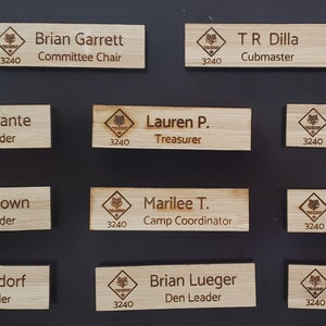 Bamboo Name Tags Personalized Magnetic for Scouts Leaders - Etsy