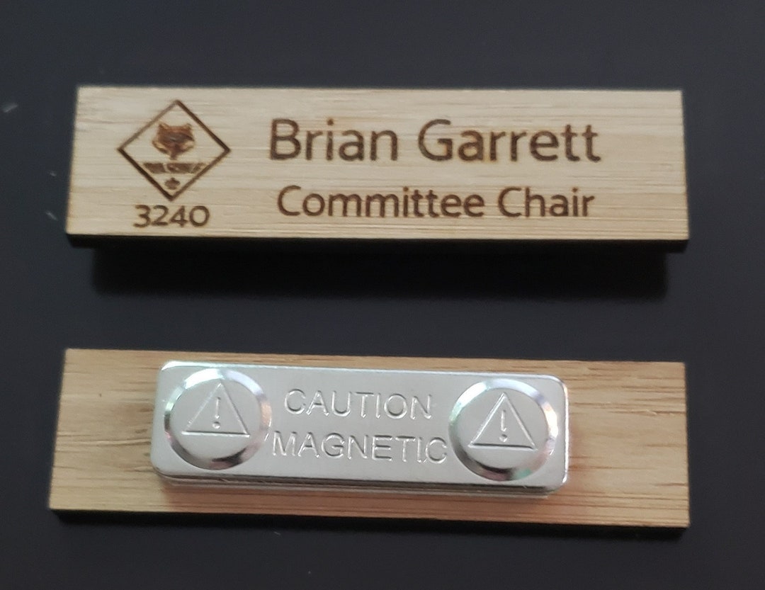 Bamboo Name Tags Personalized Magnetic for Scouts Leaders - Etsy