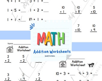 20 Printable Addition Worksheets Numbers 1-10 for Preschool ...