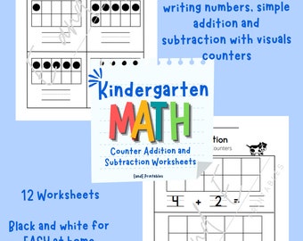 10 Kindergarten Math Worksheets Preschool-1st Gr. Math Instant Download ...