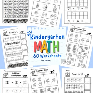 80 Kindergarten Math Worksheets | Preschool-1st Gr. Math | Instant ...