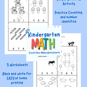 5 Kindergarten Math Worksheets | Preschool-1st Gr. Math | Instant ...