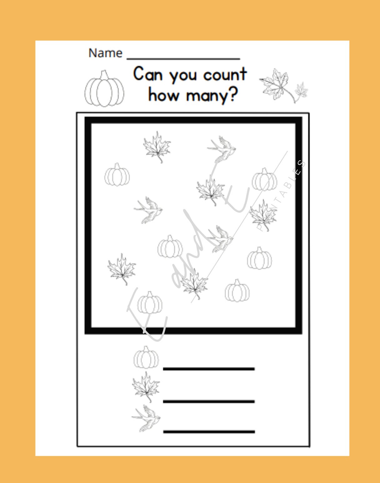10 Kindergarten Fall Math Worksheets | Preschool-1st Gr. Math | Instant ...