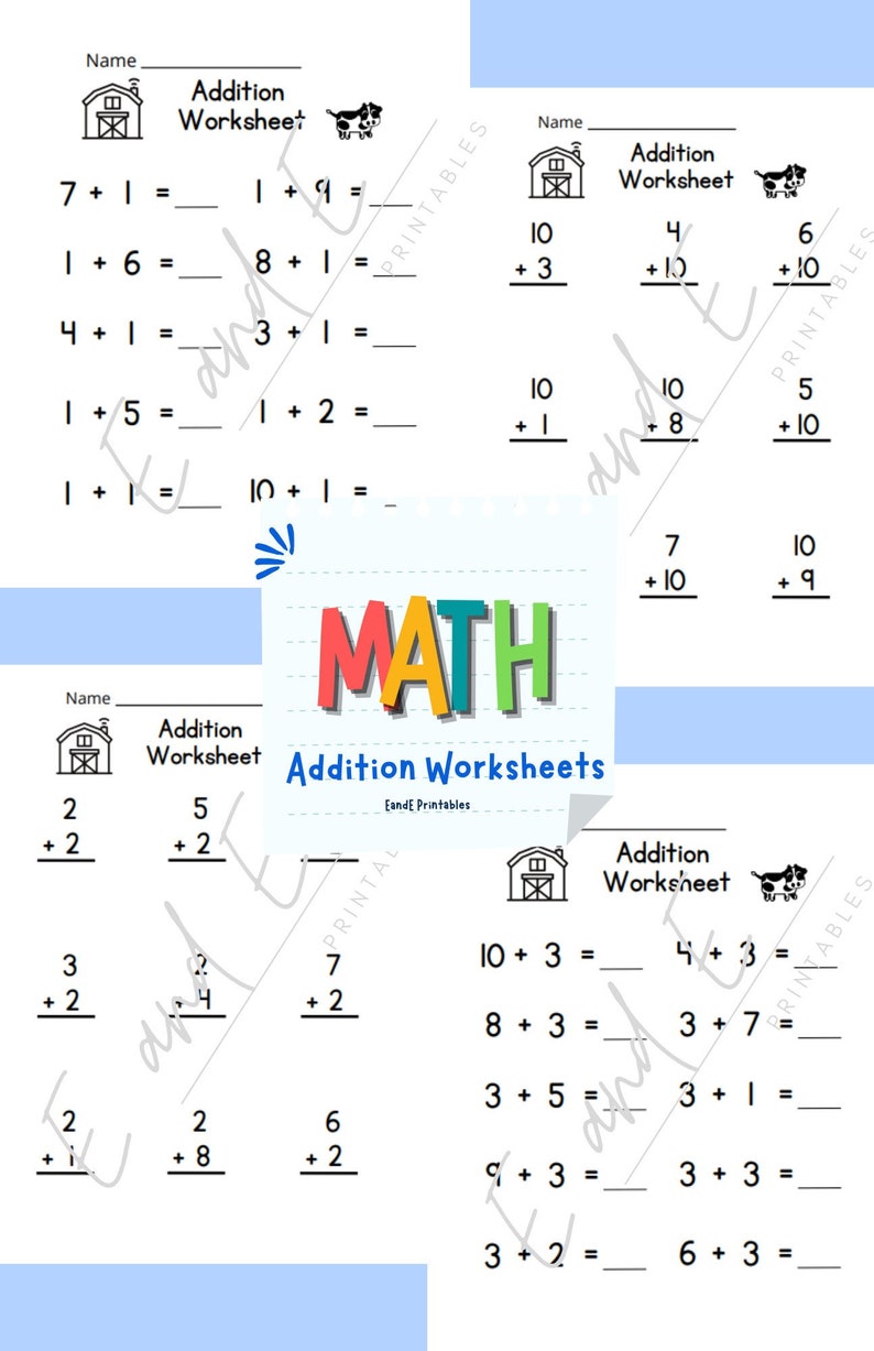 20 Math Worksheets Printable Numbers 1-10 - Etsy