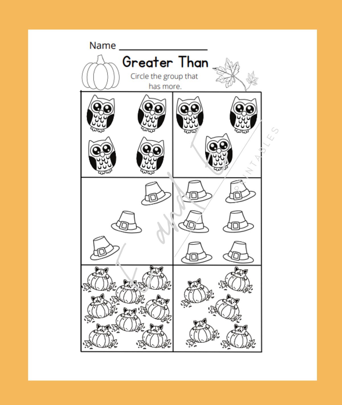 10 Kindergarten Fall Math Worksheets | Preschool-1st Gr. Math | Instant ...