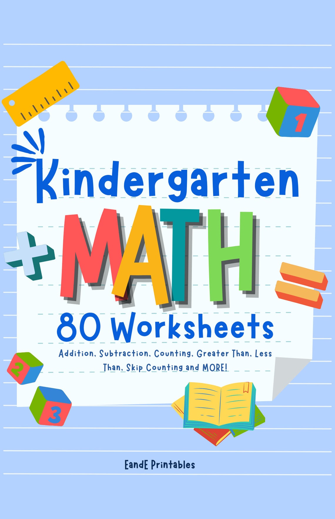 80 Kindergarten Math Worksheets | Preschool-1st Gr. Math | Instant ...