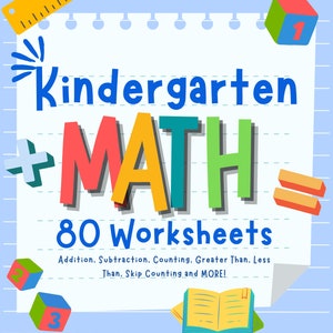 80 Kindergarten Math Worksheets | Preschool-1st Gr. Math | Instant ...