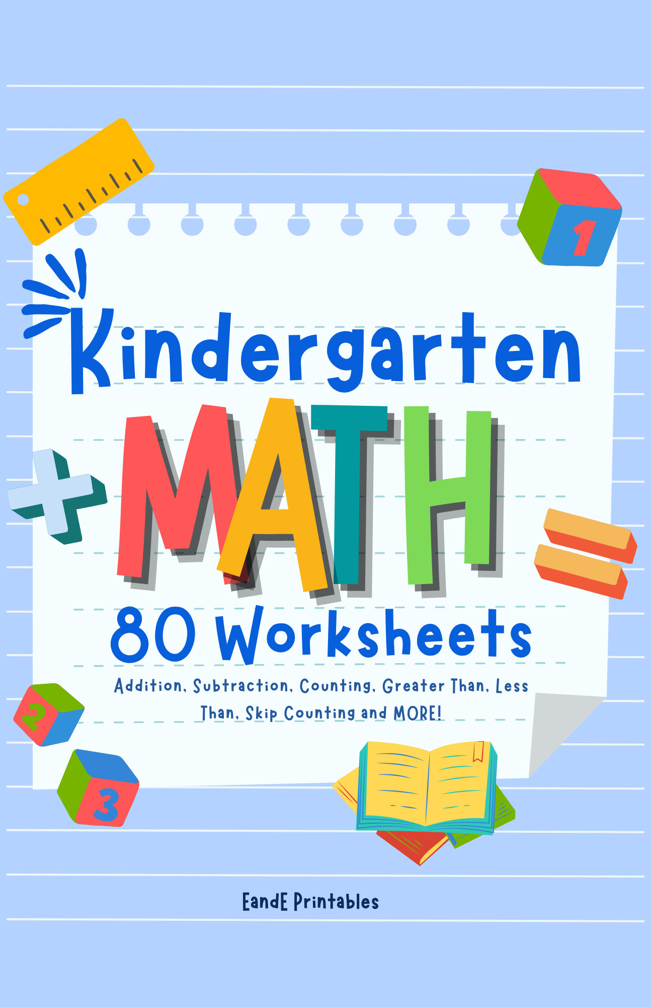 80 Kindergarten Math Worksheets | Preschool-1st Gr. Math | Instant ...