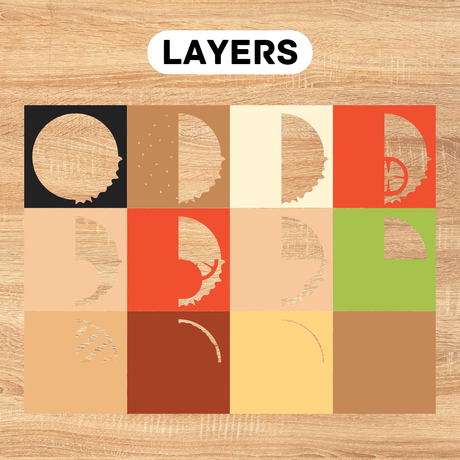 Hamburger Shadow Box: 3D Layered Paper Cut Template SVG (digital ...