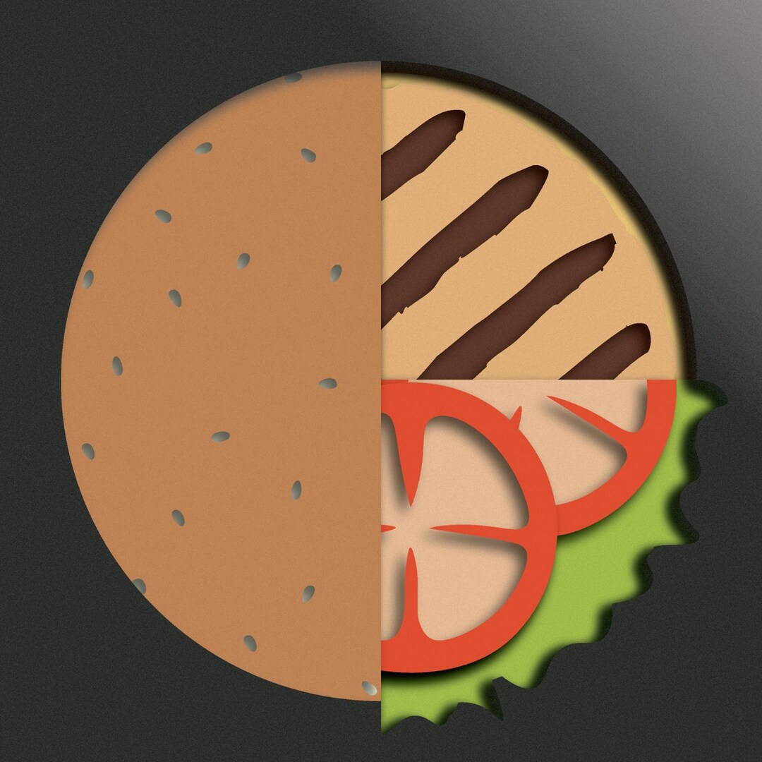Hamburger Shadow Box: 3D Layered Paper Cut Template SVG (digital ...