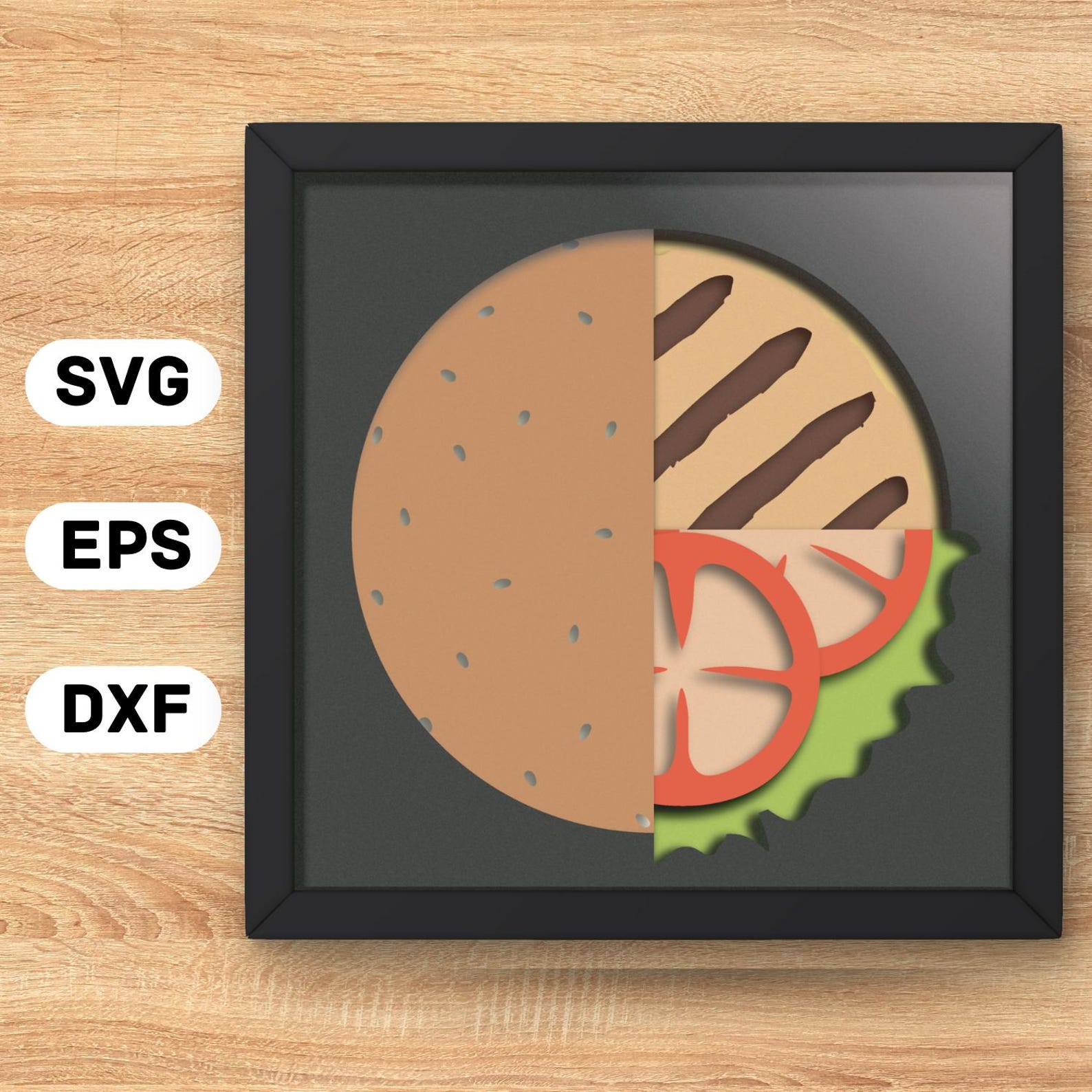 Hamburger Shadow Box: 3D Layered Paper Cut Template SVG (digital ...