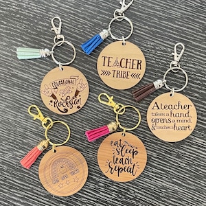 Teacher Keychains Laser Cut Wood Keychains Teacher Gifts Teacher Tribe ...
