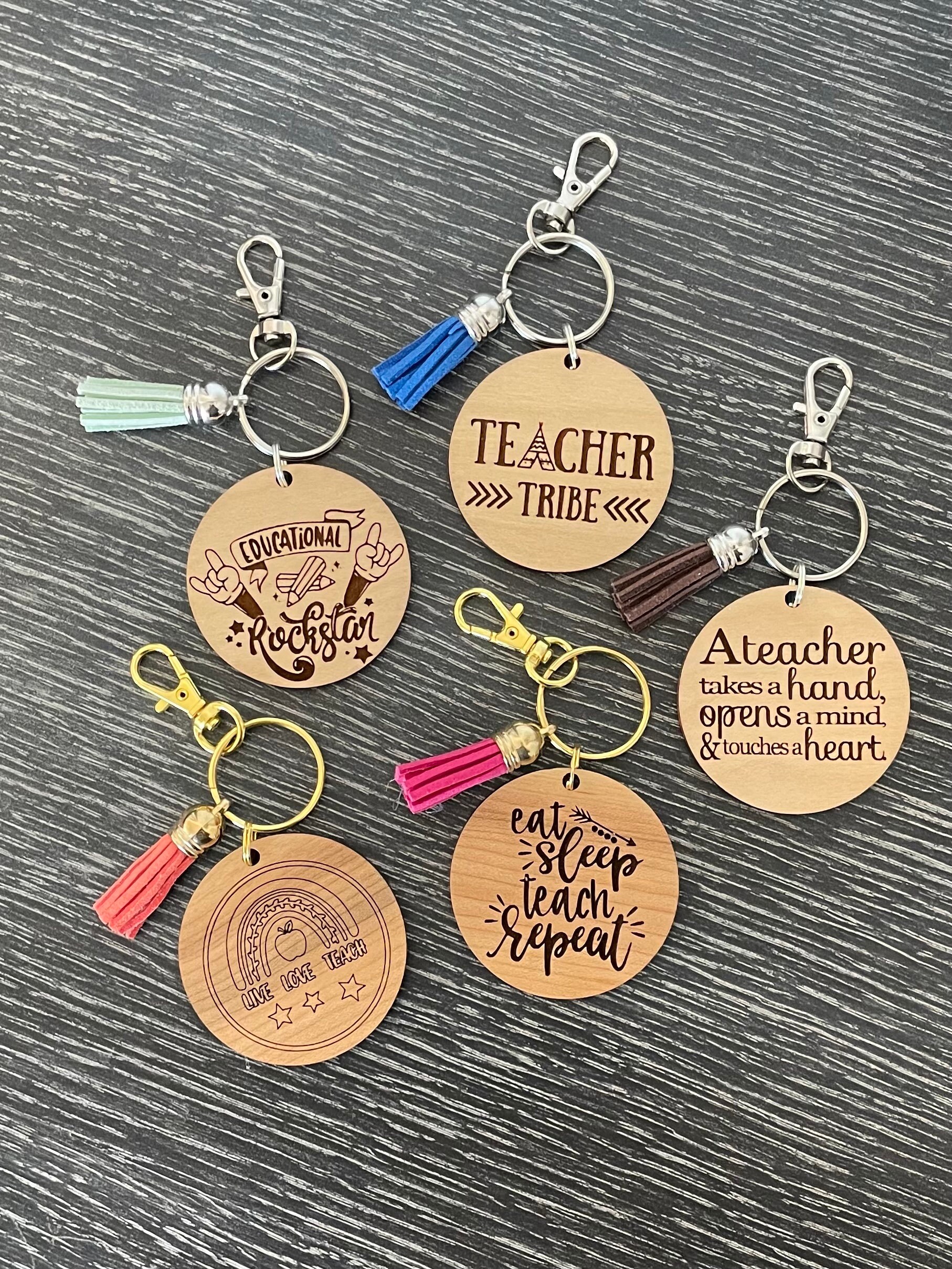 Teacher Keychains Laser Cut Wood Keychains Teacher Gifts Teacher Tribe ...
