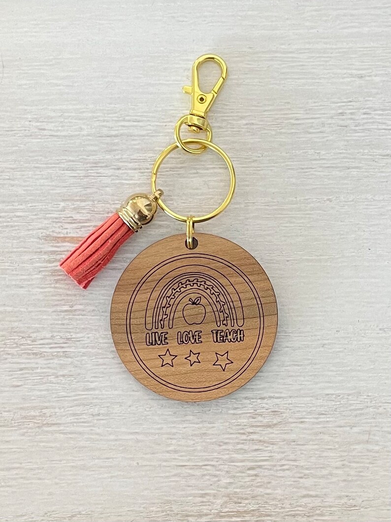 Teacher Keychains Laser Cut Wood Keychains Teacher Gifts Teacher Tribe ...