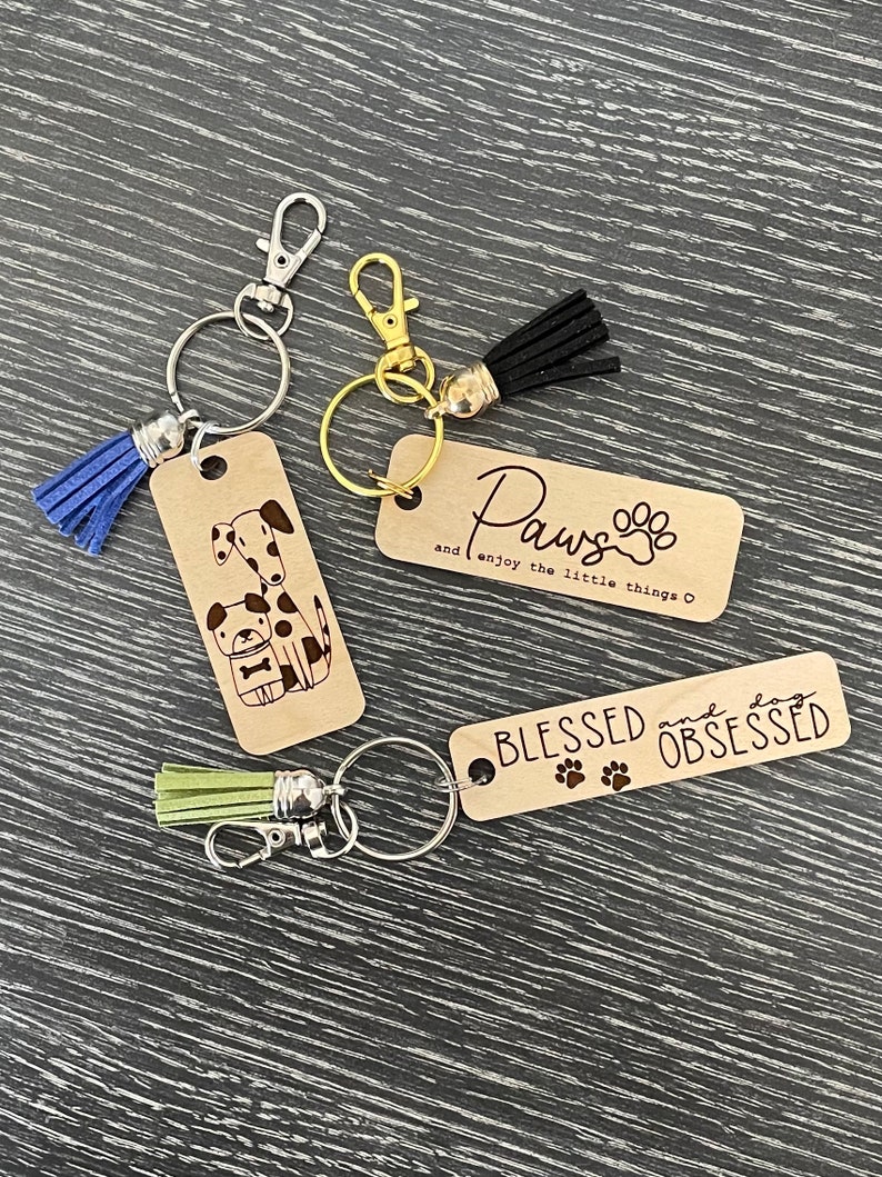 Dog Humor Keychains Wood Keychain Laser Engraved Keychain Dog Lover ...