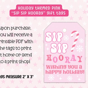 Pink Holiday Gift Tags • Printable Digital Download Coffee Tea Wine ...