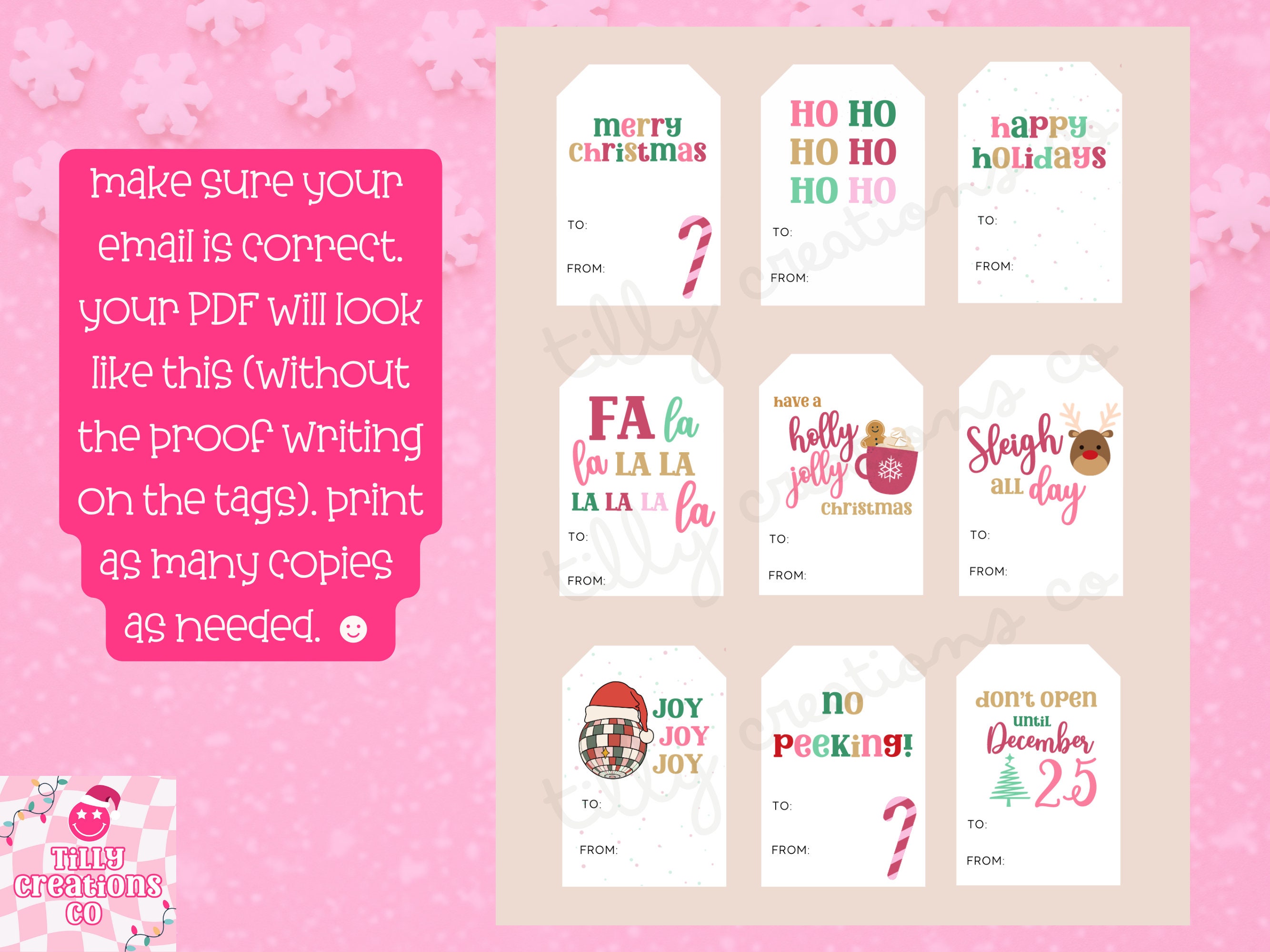Pink Holiday Gift Tags Printable Digital Download Coffee Tea - Etsy