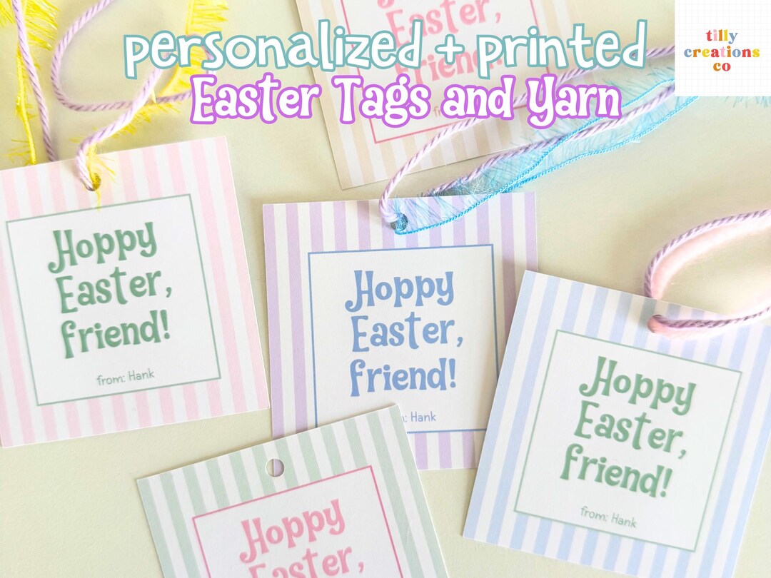 Custom Hoppy Easter PRINTED Pastel Gift Tags • Pre-k Toddler MDO Party ...