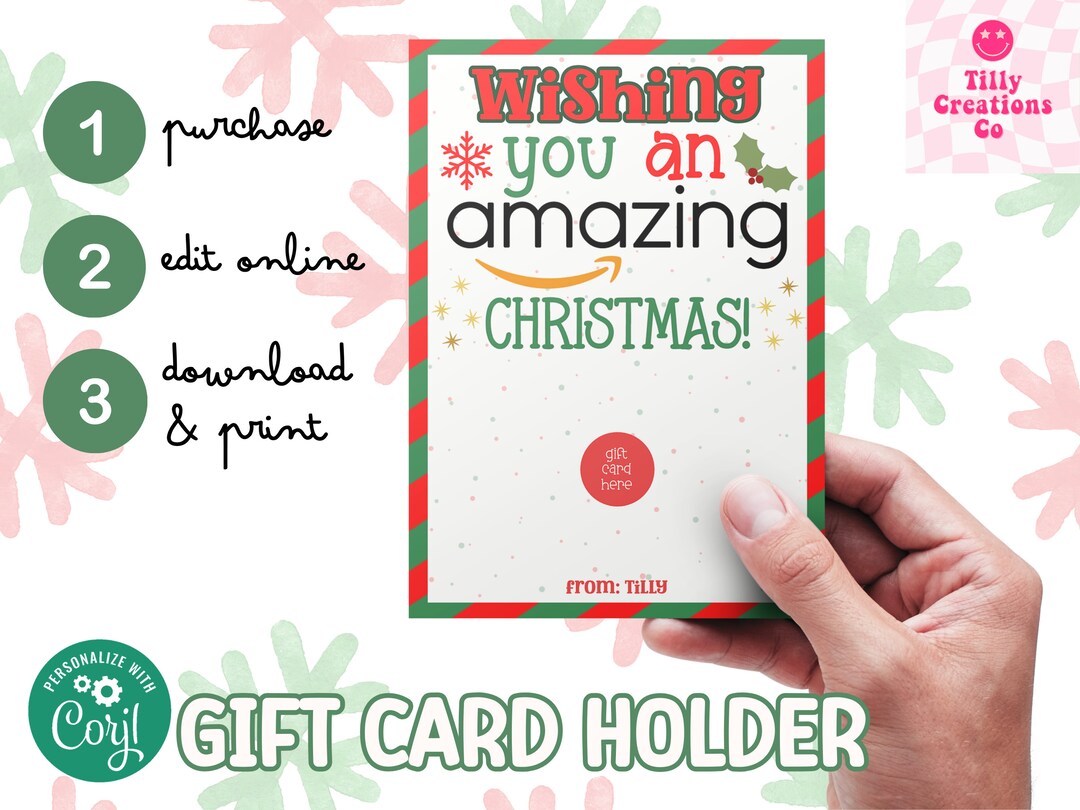 Personalized Christmas Amazon Gift Card Holder (digital Download) - Etsy