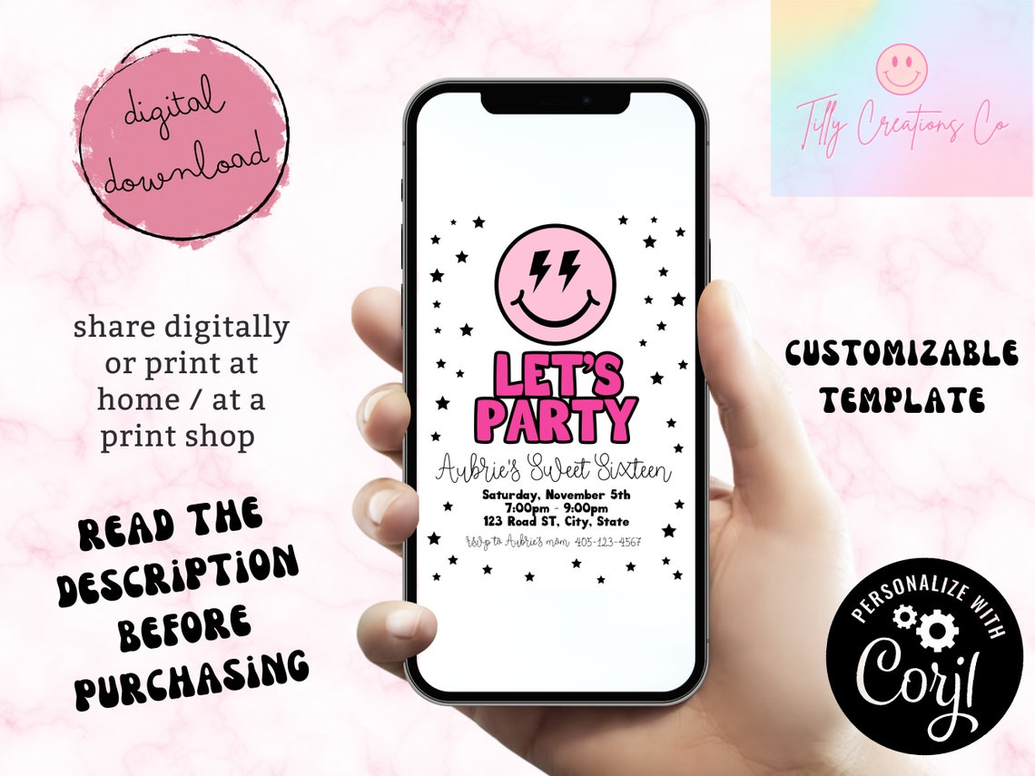 Custom Preppy Any Age Birthday Party Invite Sweet Sixteen Etsy