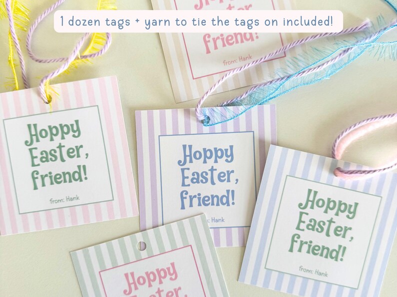 Custom Hoppy Easter PRINTED Pastel Gift Tags • Pre-k Toddler MDO Party ...