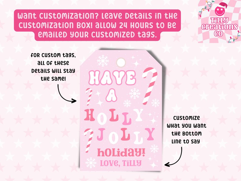 Pink Holiday Gift Tags • Printable Digital Download Classroom Party ...