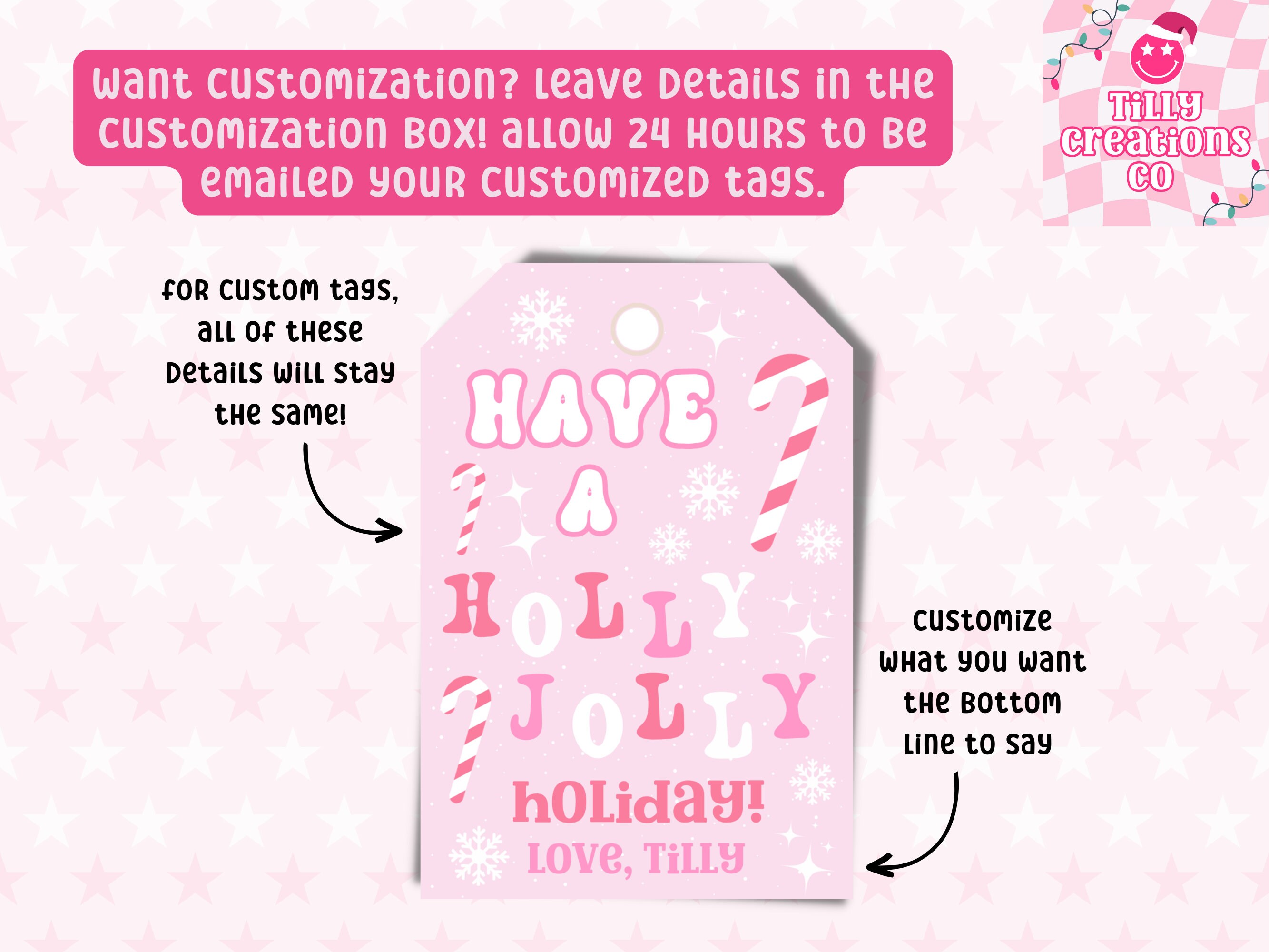 Pink Holiday Gift Tags • Printable Digital Download Classroom Party ...