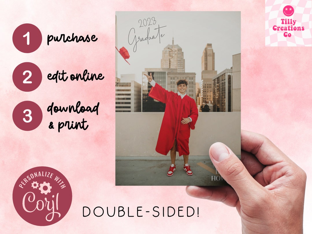 Custom Double-sided Graduation Announcement Party Invitation, Printable ...