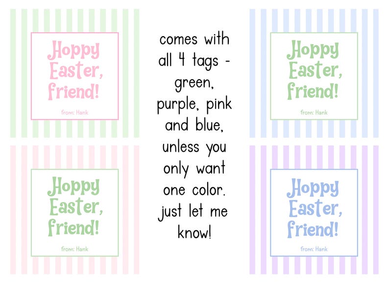Custom Hoppy Easter PRINTED Pastel Gift Tags • Pre-k Toddler MDO Party ...