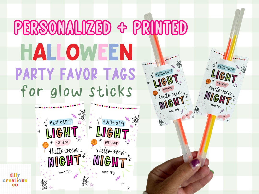 Custom Halloween Glow Stick Tags: Non-candy Classroom Party Favors - Etsy