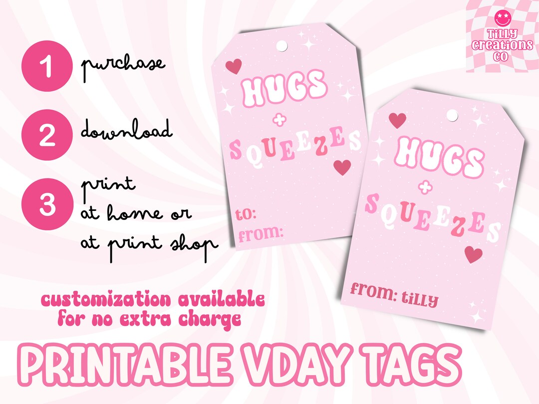 Pink Valentine's Day Gift Tags • Printable Digital Download • Toddler ...