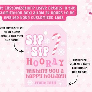 Pink Holiday Gift Tags • Printable Digital Download Coffee Tea Wine ...