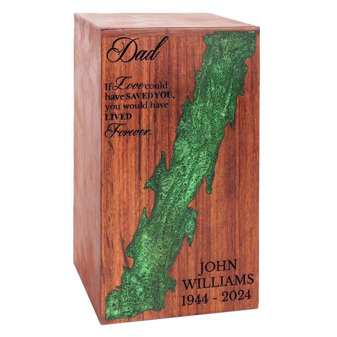PERSONALIZED Adult Cremation Urn for Human Ashes Epoxy Green River ...