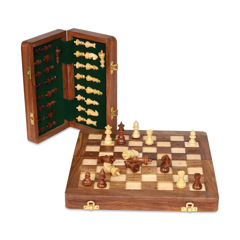 Blind / Low Vision Chess Set Rosewood | Foldable / Travel Series With ...