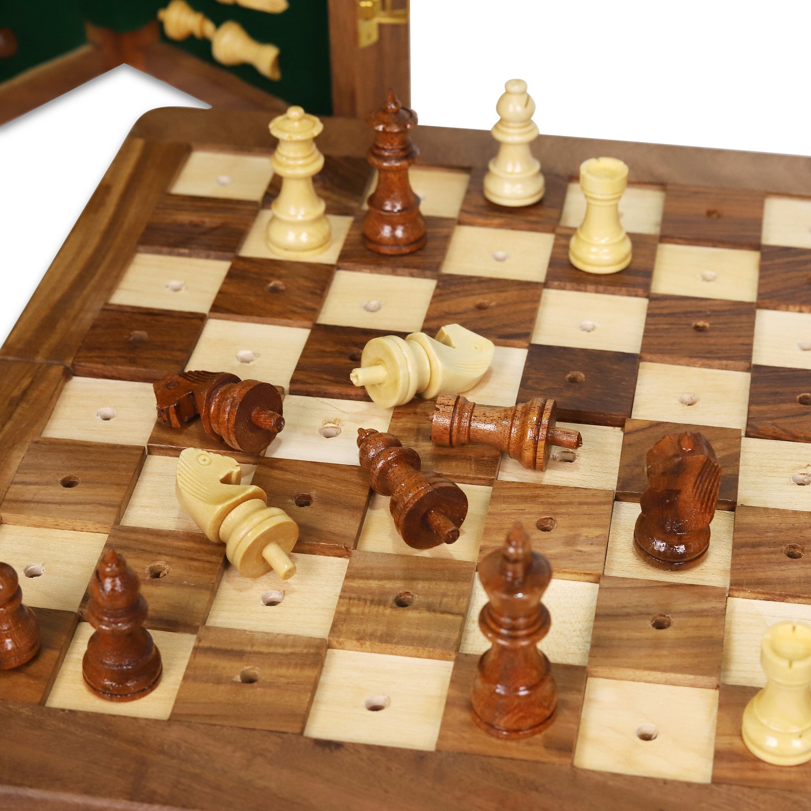 Blind / Low Vision Chess Set Rosewood | Foldable / Travel Series With ...