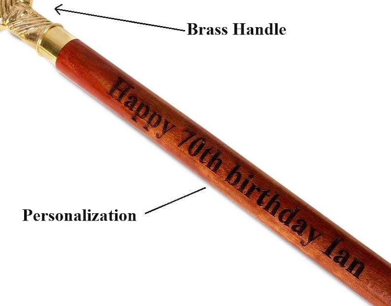 PERSONALIZED Walking Cane - Brass Handle - Lightweight 36-inch Stick ...