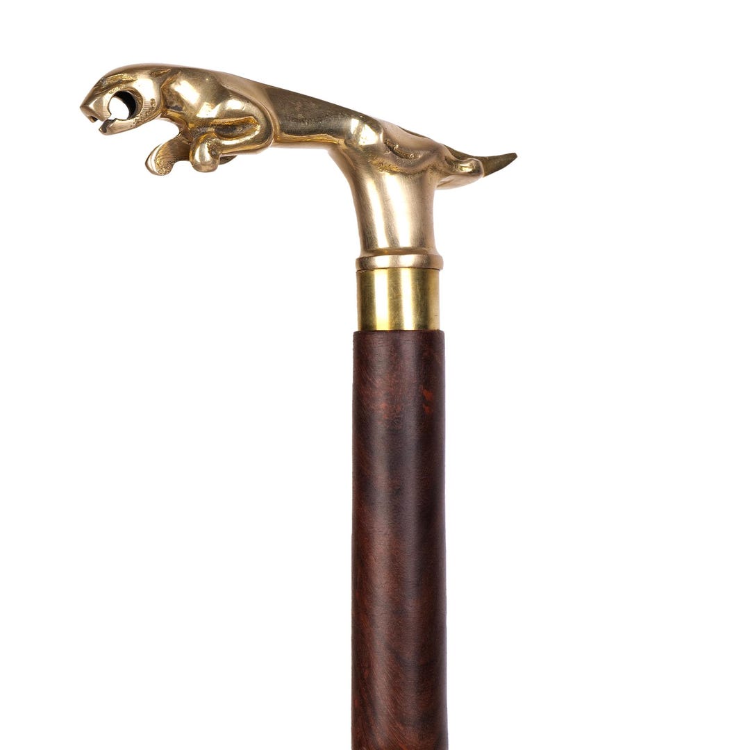 PERSONALIZED Walking Cane - Leopard Brass Handle - Lightweight 36-inch ...