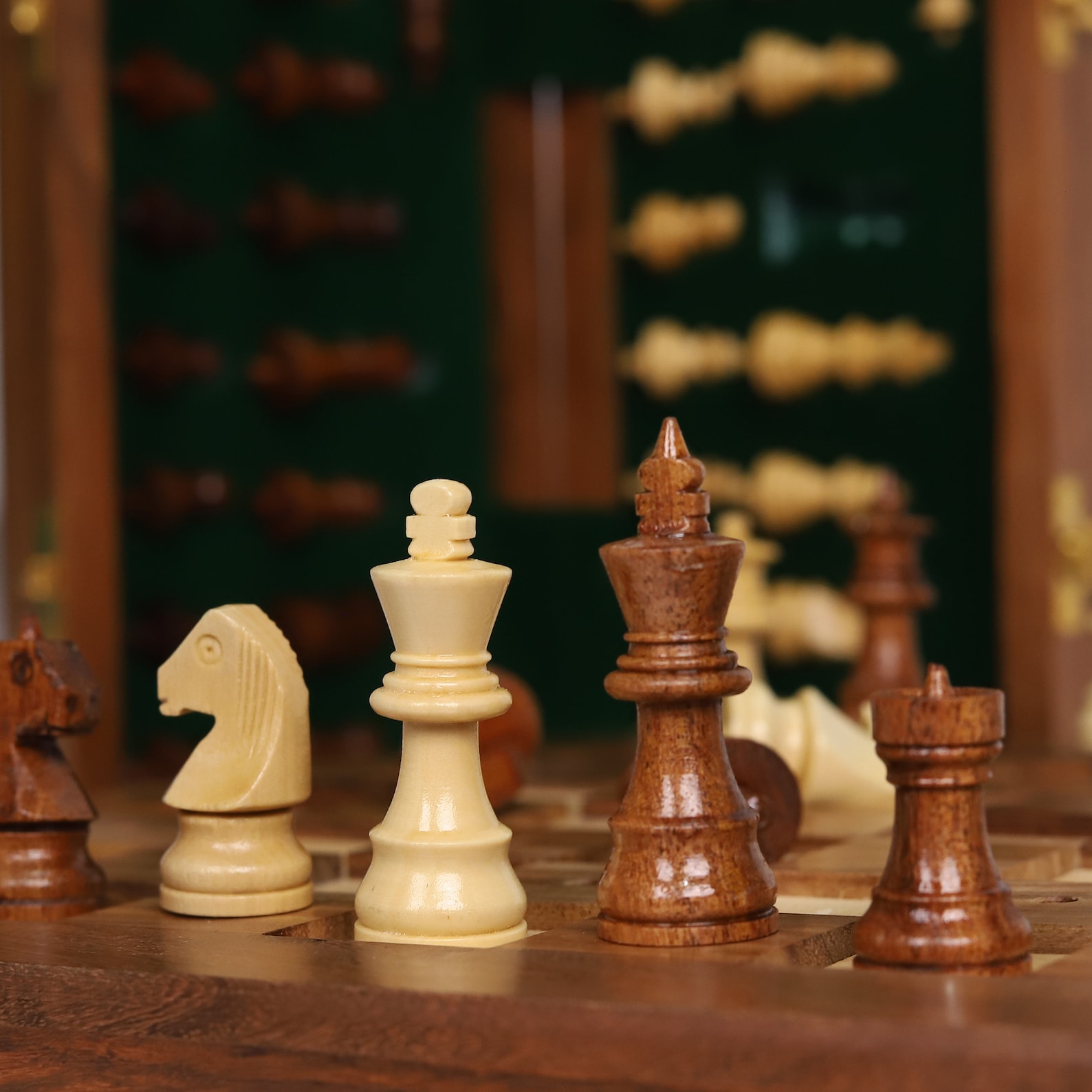 Blind / Low Vision Chess Set Rosewood | Foldable / Travel Series With ...