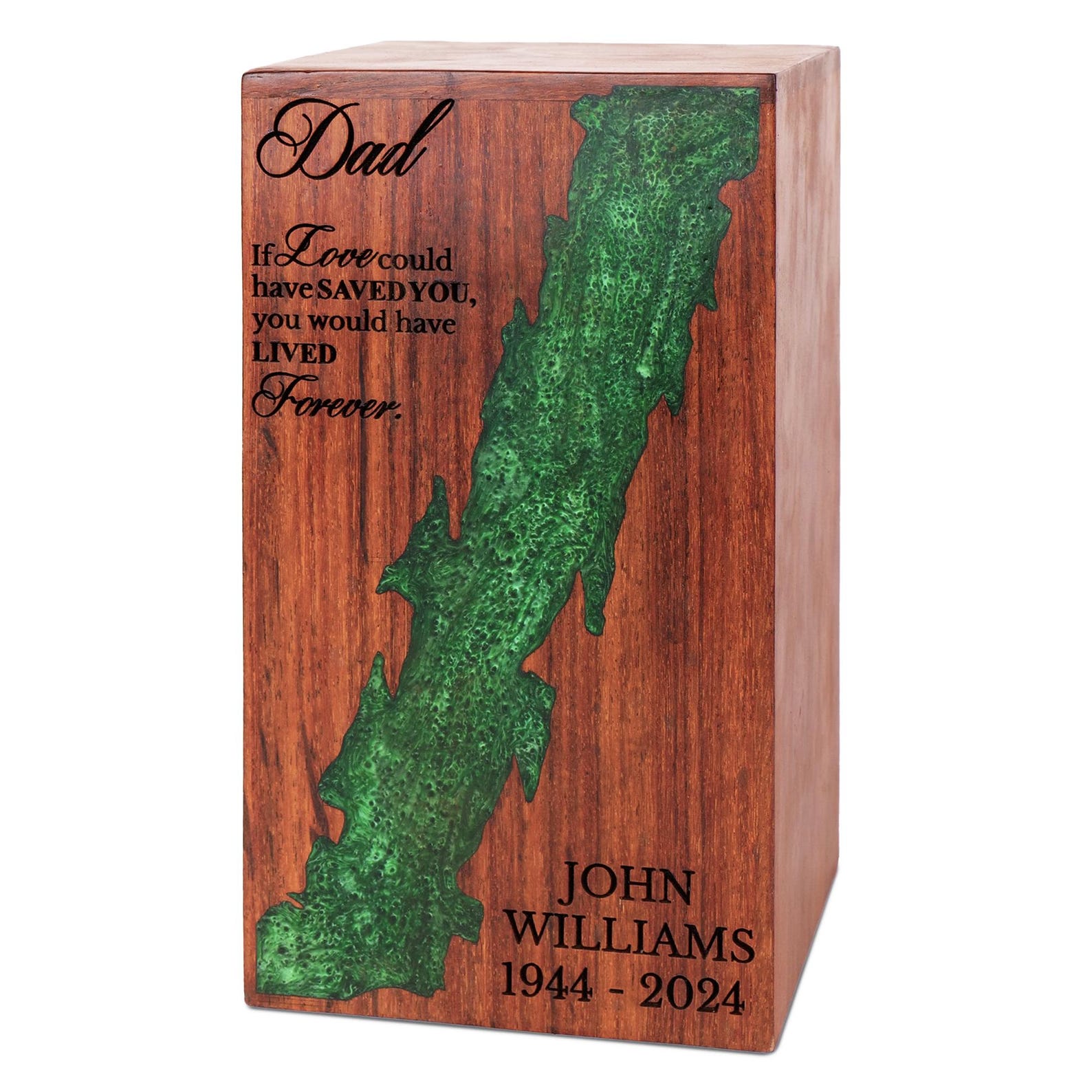 PERSONALIZED Adult Cremation Urn for Human Ashes Epoxy Green River ...