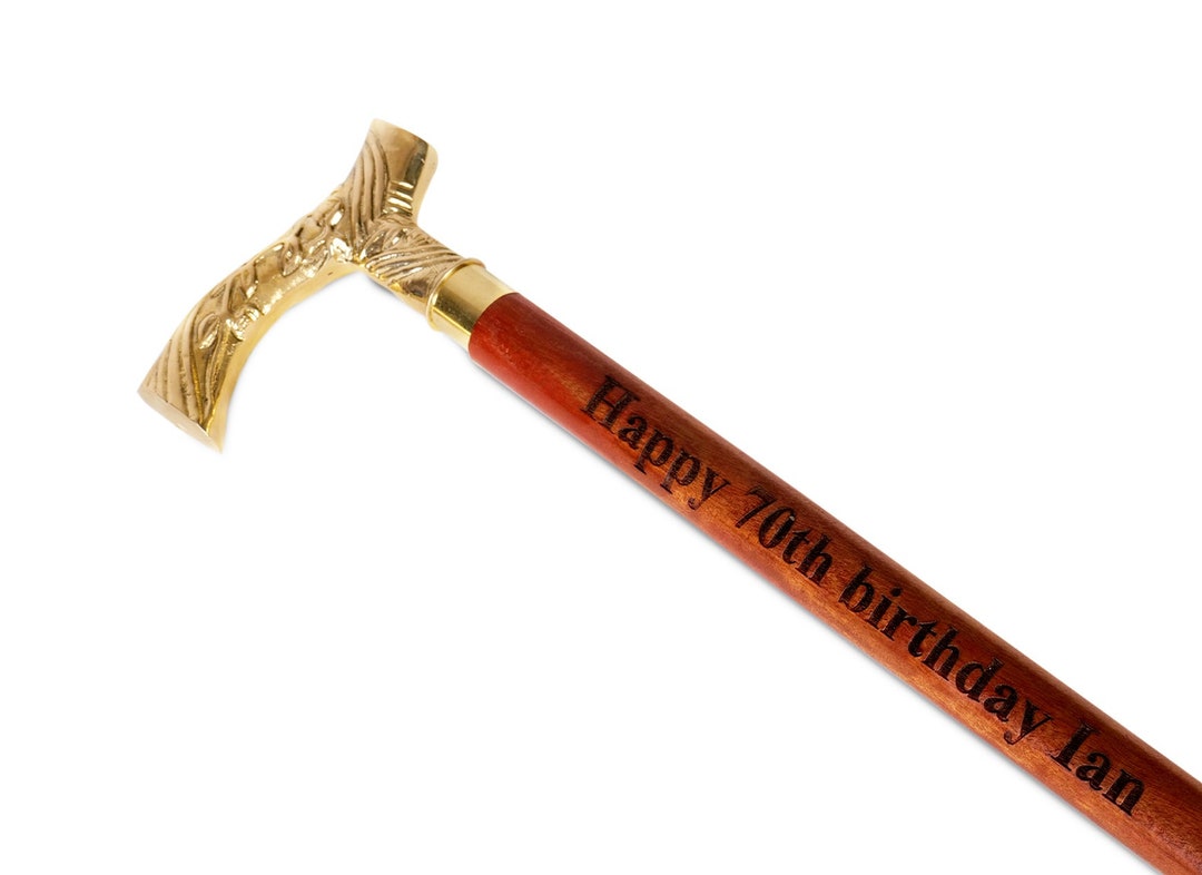 PERSONALIZED Walking Cane - Brass Handle - Lightweight 36-inch Stick ...