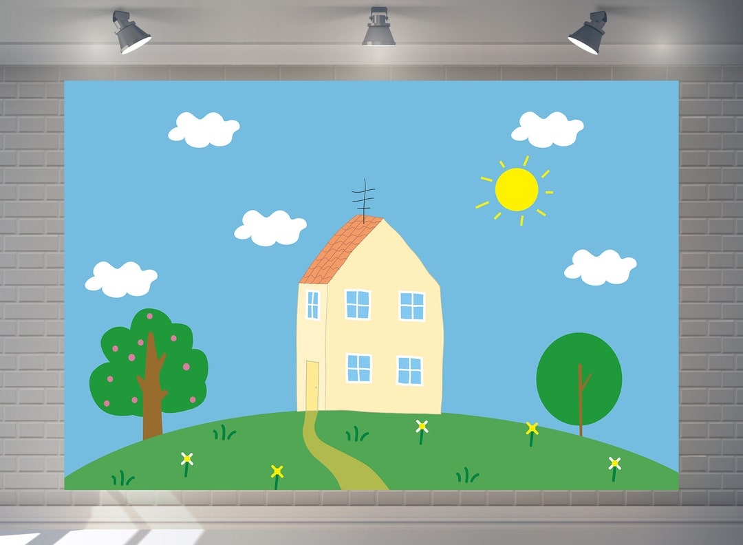 Pig House Backdrop | Birthday Party Photo Banner - Etsy
