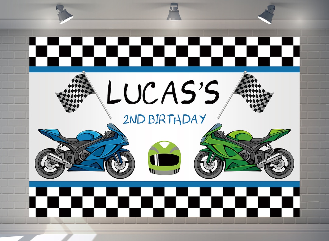 Custom Motorbike Backdrop Motorbike Theme Backdrop Happy Birthday Party ...