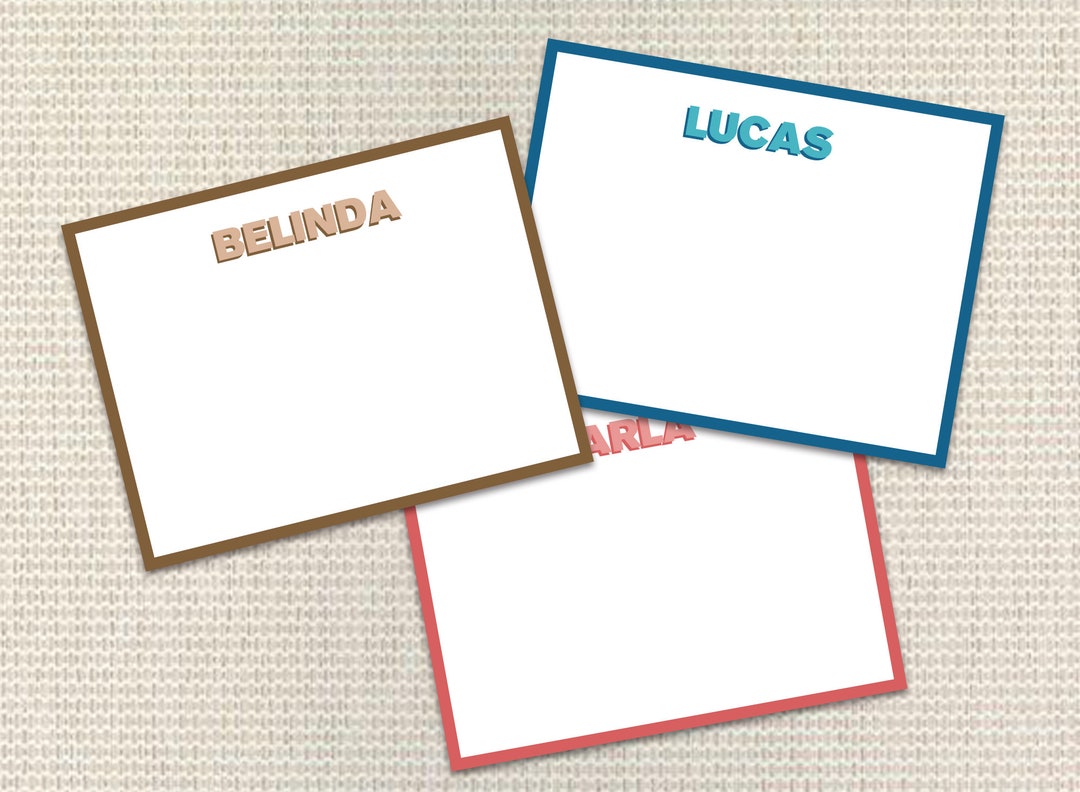 Shadow Text Stationery Personalized Stationery Custom Notecards With ...