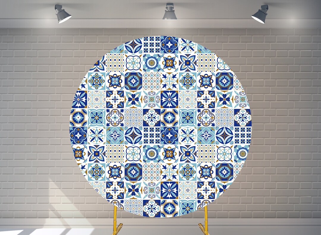 Custom Mediterranean Lemon Round Backdrop With Elastic Baby Shower ...