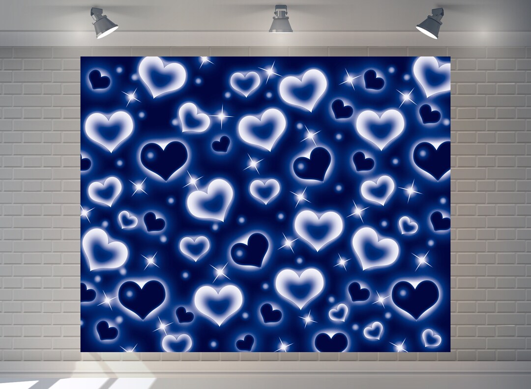 Custom Love Early 2000s Blue Heart Backdrop 80 90 Party Decor ...
