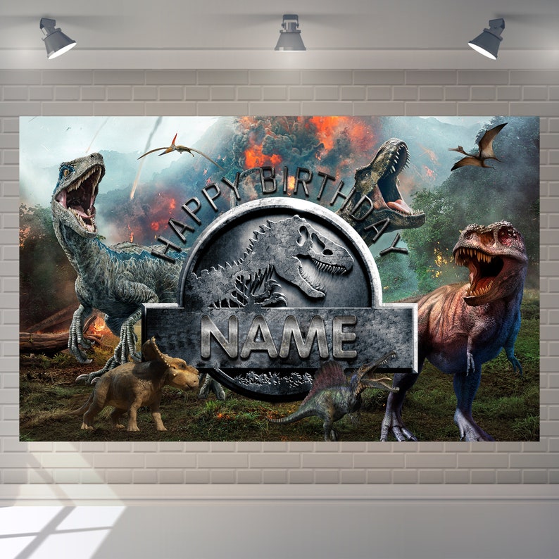 Custom Baby Shower Backdrop Jurassic World Dinosaur Backdrop Happy ...